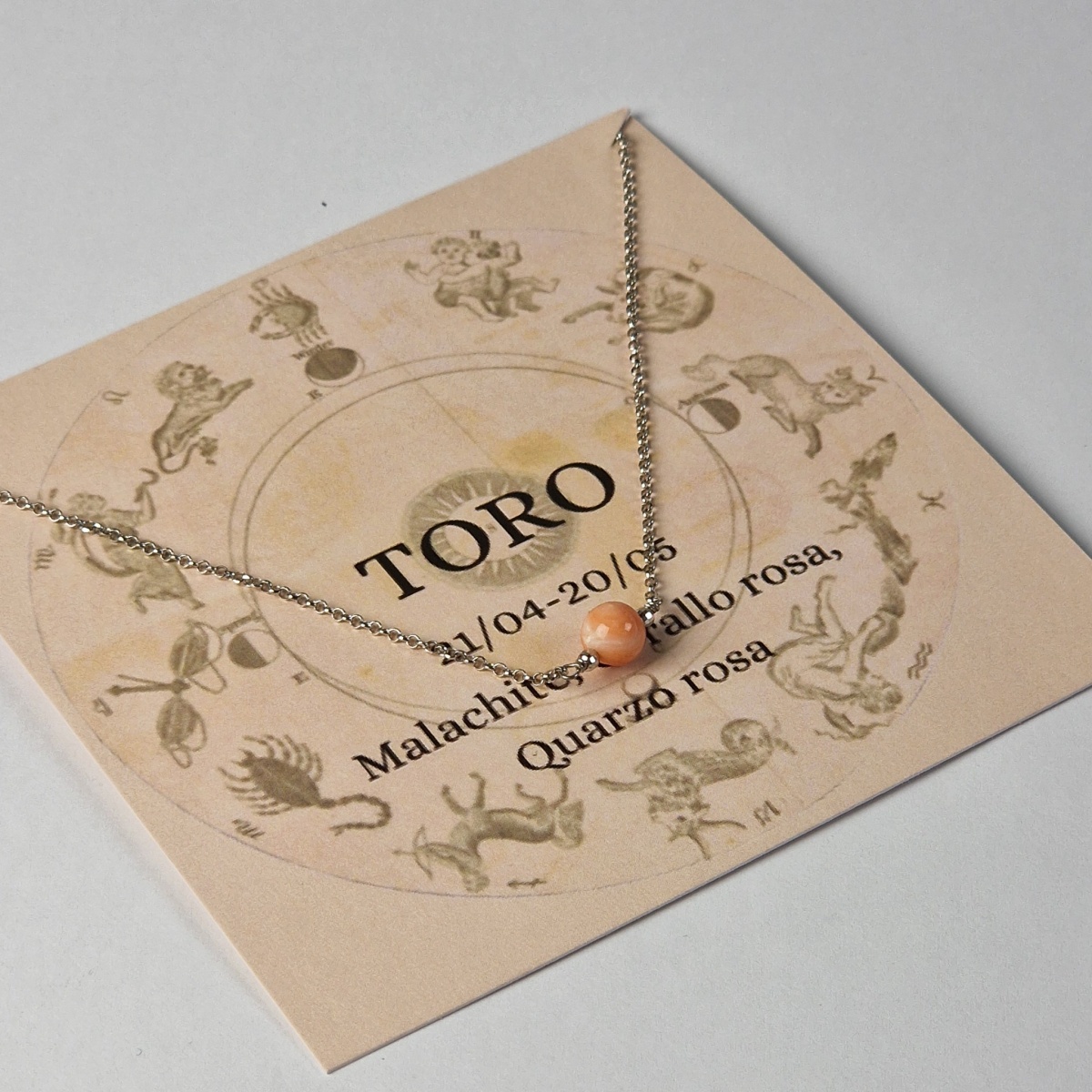 Collana Choker dello Zodiaco - Toro | Corallo rosa - Didoni